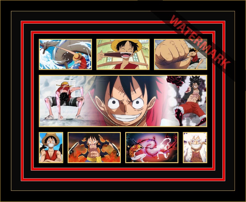 Framed Monkey D Luffy Collage Poster - One Piece Anime Custom Designed ...