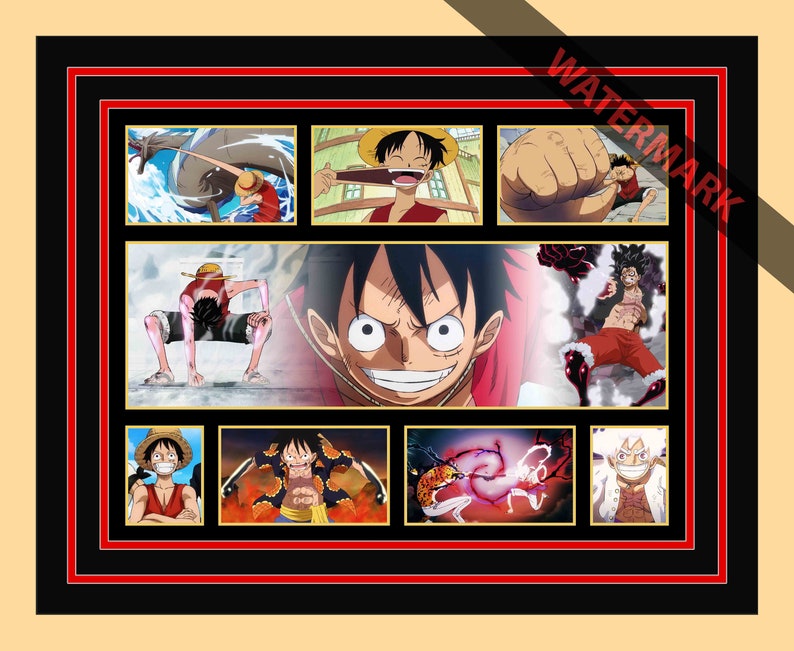 Framed Monkey D Luffy Collage Poster - One Piece Anime Custom Designed ...