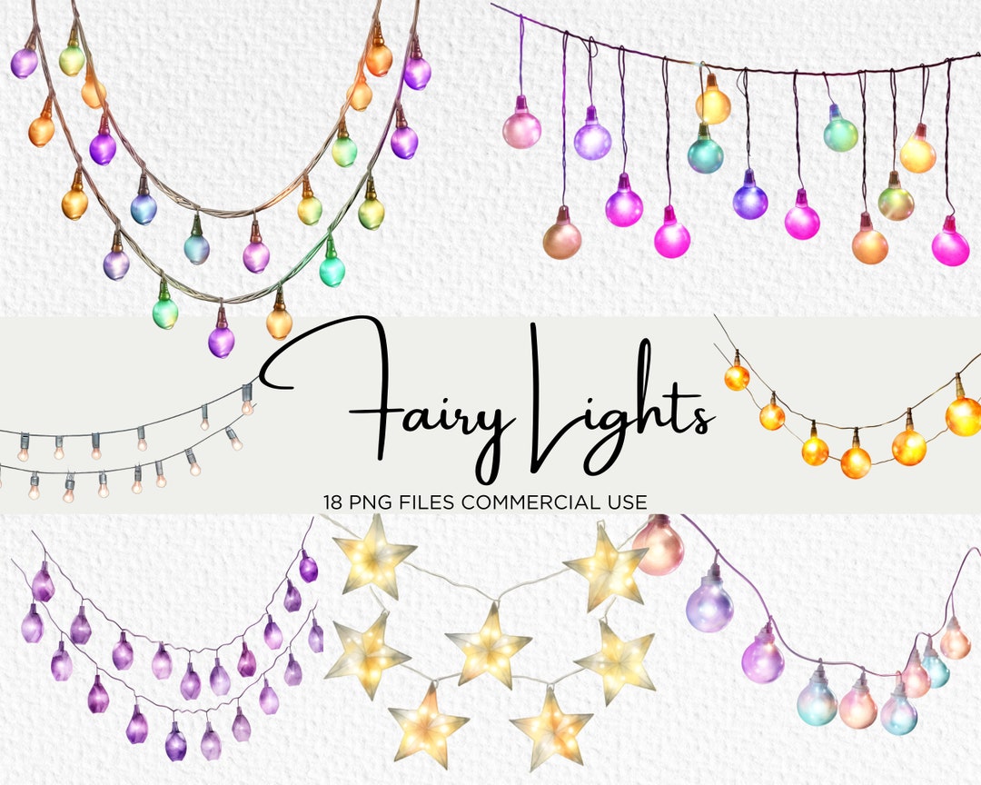 Fairy Lights Watercolour Clipart Bundle 18 Transparent - Etsy