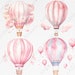 Cute Pink Hot Air Balloons Watercolour Clipart, 20 Transparent PNG 300 ...