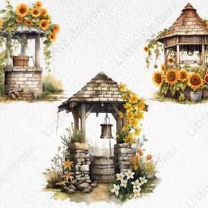 Wishing Well Watercolour Clipart Bundle, 18 Transparent PNG Images 300 ...