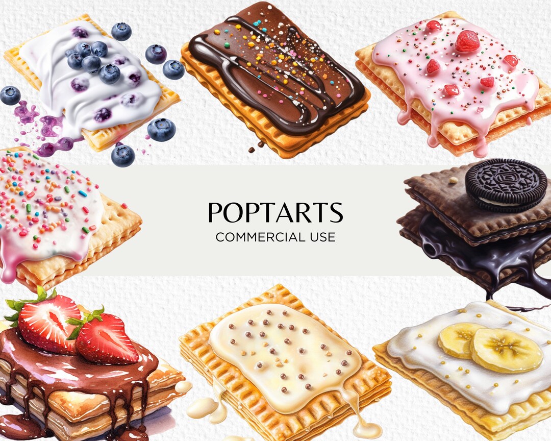 Poptarts Watercolour Clipart Bundle, 18 Transparent Isolated PNG 300 ...