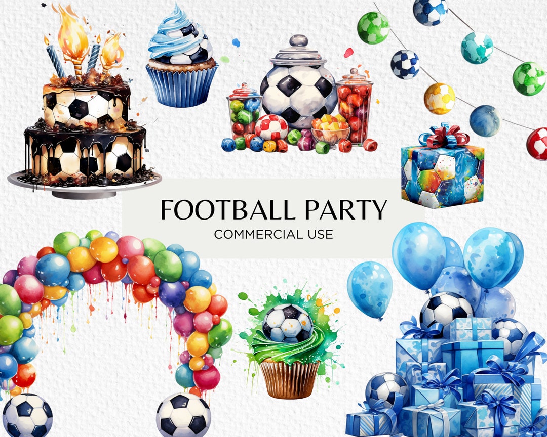 Football Party Watercolour Clipart, 20 Transparent PNG 300 Dpi, Soccer ...