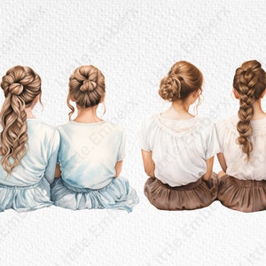 Sisters Watercolour Clipart, 20 Transparent PNG 300 Dpi, Female Friends ...