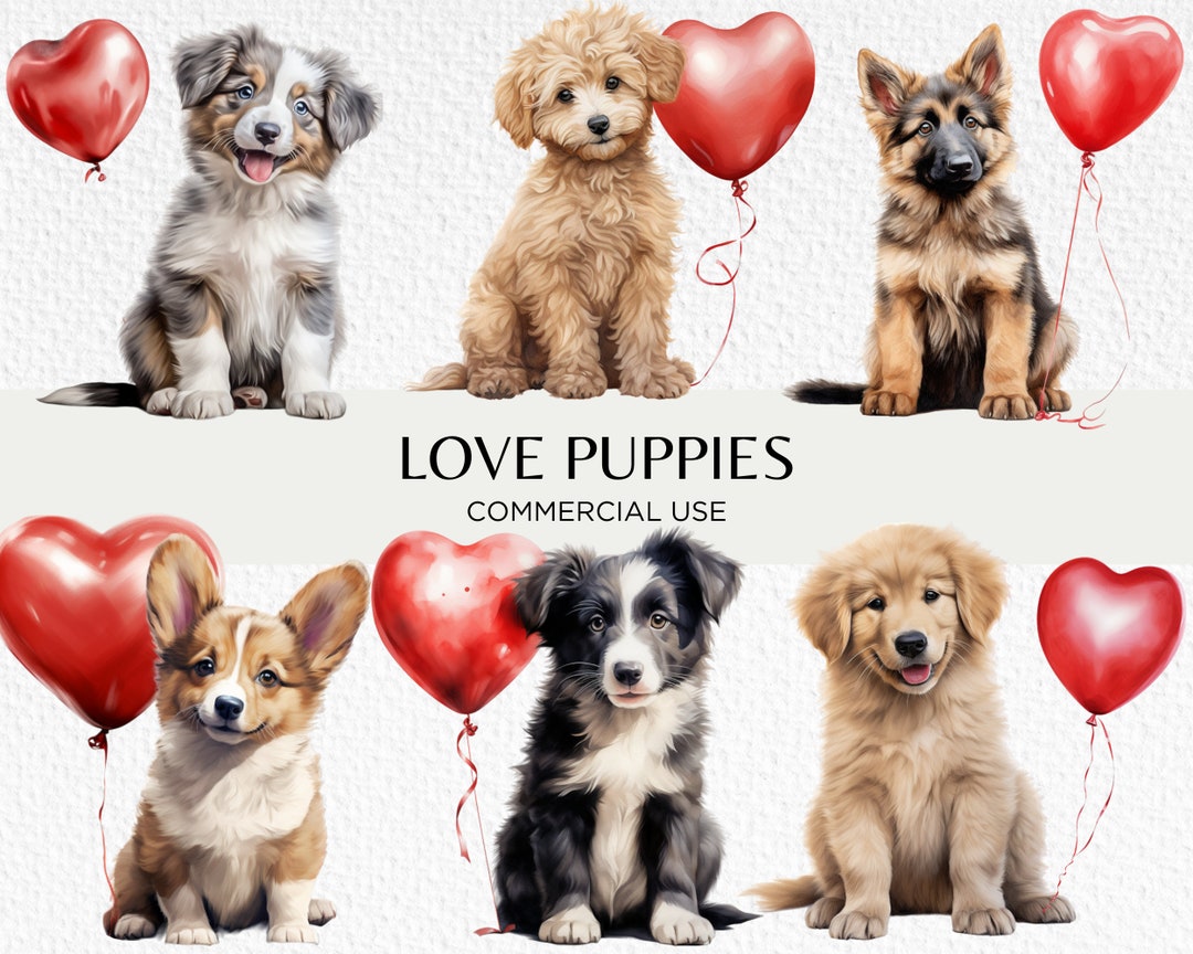 Love Puppies Watercolour Clipart, 20 Transparent PNG 300 Dpi ...