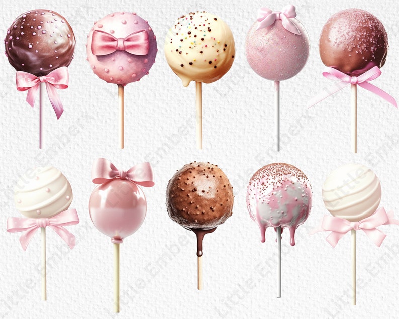 Cakepops Watercolour Clipart Bundle, 20 Transparent Isolated PNG 300 ...