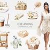 Cute Cleaning Watercolour Clipart Bundle, 20 Transparent PNG 300 Dpi ...