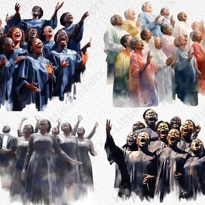 Watercolour Gospel Choir Clipart, 16 Transparent Isolated PNG 300 Dpi ...