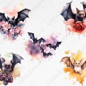 Bats Watercolour Clipart Bundle, 18 Transparent PNG 300 Dpi, Cute Bat ...