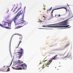 Cute Cleaning Clipart, Purple Spring Clean, 20 Transparent PNG 300 Dpi ...