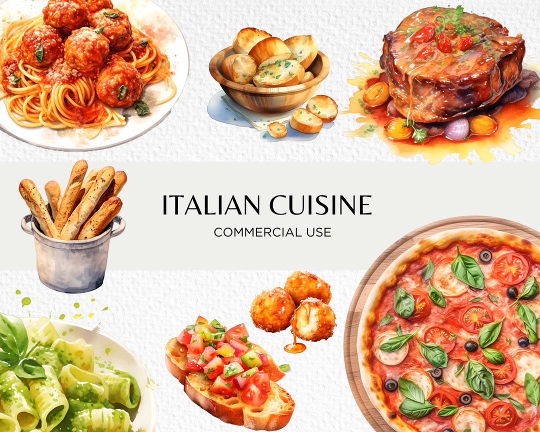Italian Food Watercolour Clipart Bundle, 19 Transparent PNG 300 Dpi ...