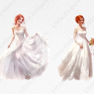 Redhead Brides Watercolour Clipart Bundle, 18 Transparent PNG 300 Dpi ...