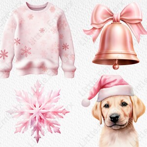 Pink Christmas Clipart, 20 Cute Watercolour Transparent PNG 300 Dpi ...