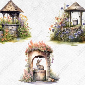 Wishing Well Watercolour Clipart Bundle, 18 Transparent PNG Images 300 ...