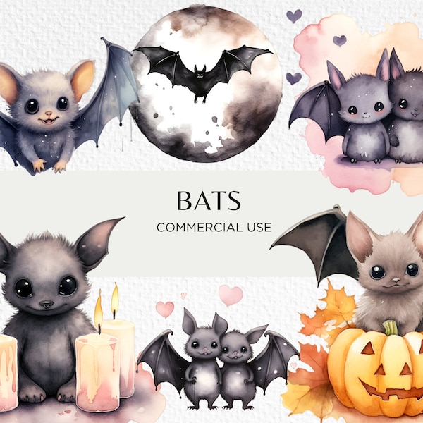 Cute Bat Clip Art - Etsy