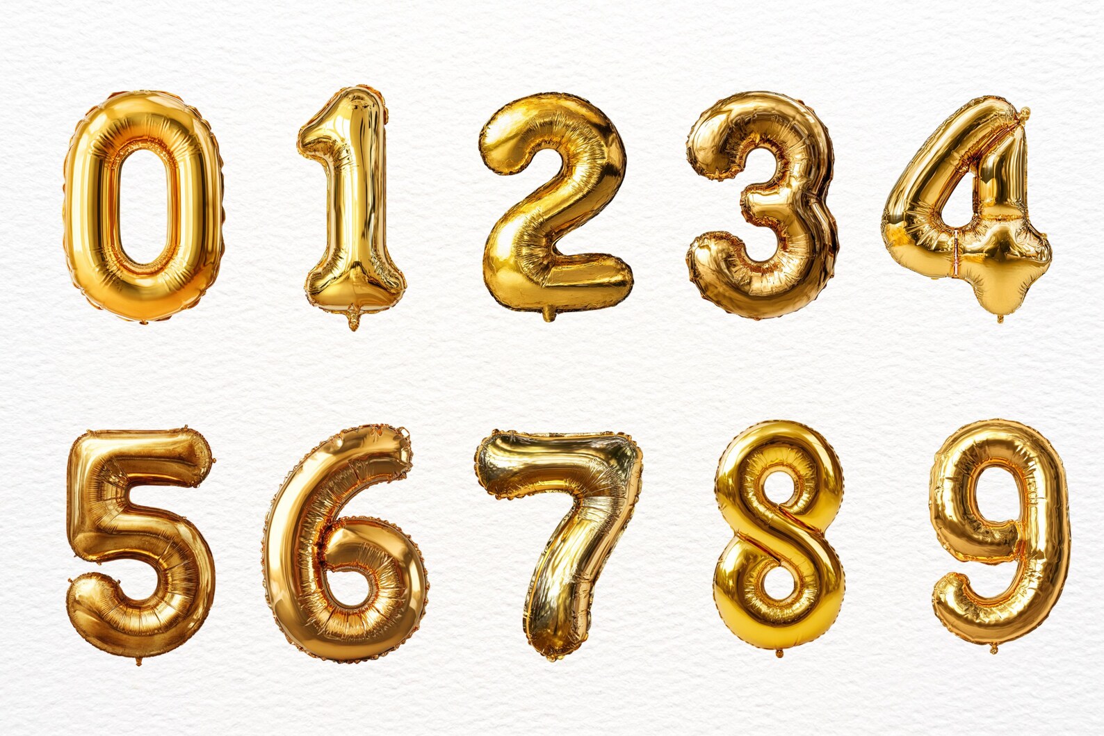Gold Number Balloons Clipart Bundle, 10 Transparent PNG 300 Dpi ...