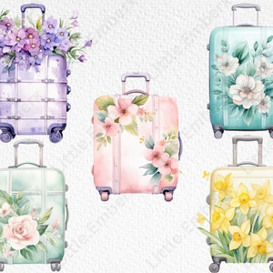 Suitcase Watercolour Clipart, 20 Transparent PNG 300 Dpi, Cute Pastel ...