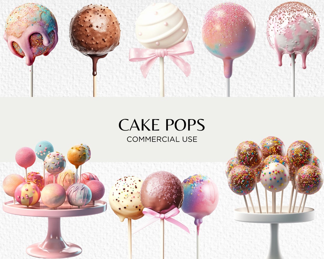 Cakepops Watercolour Clipart Bundle, 20 Transparent Isolated PNG 300 ...