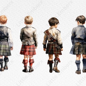 Scottish Page Boys Watercolour Clipart Bundle, 16 Transparent PNG 300 ...