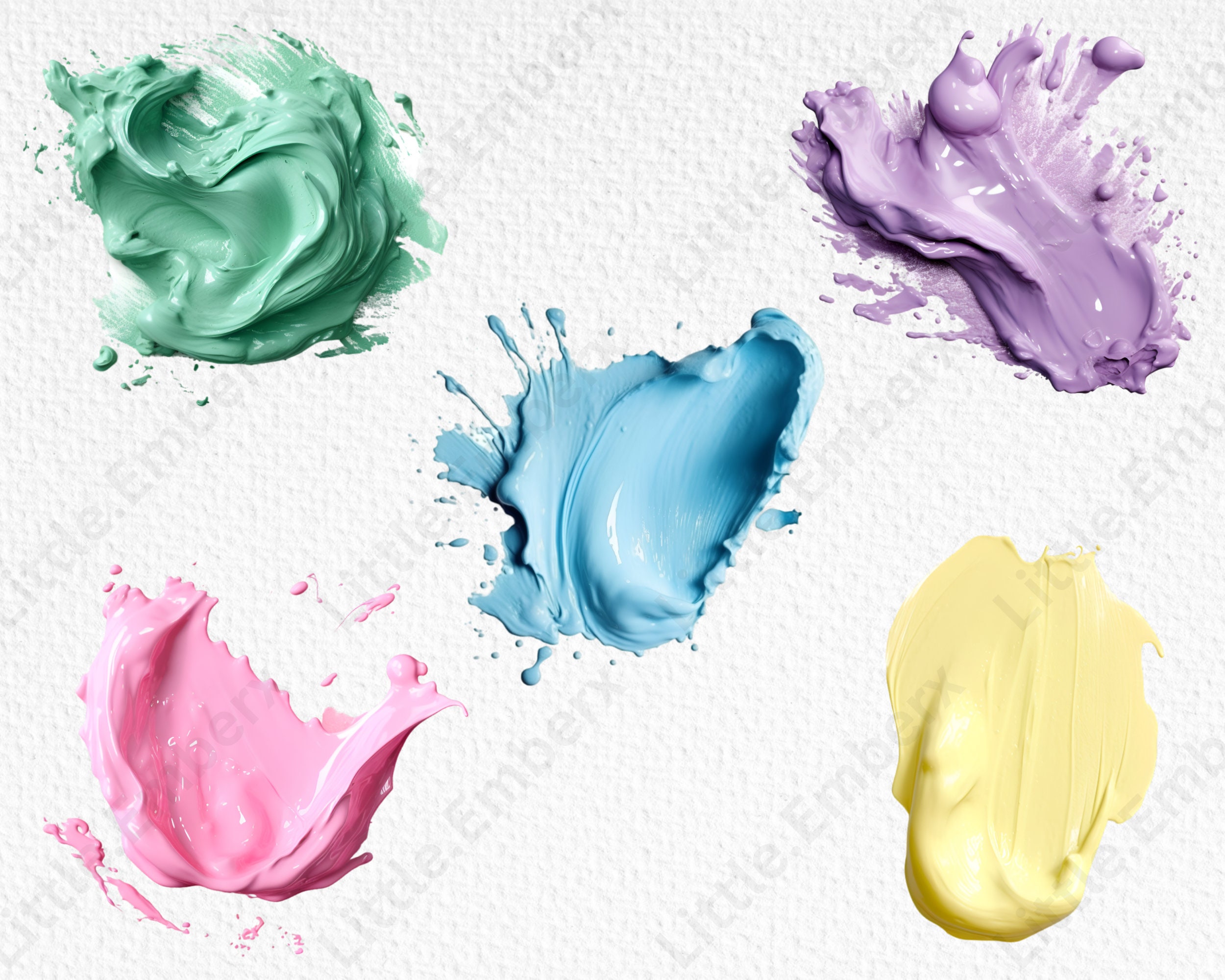 Artist Watercolour Clipart Bundle, 18 Transparent PNG 300 Dpi, Pastel ...