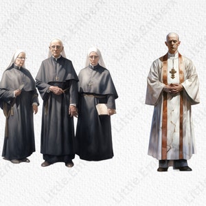 Watercolour Priest Clipart, 16 Transparent PNG 300 Dpi, Christianity ...