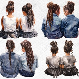Sisters Watercolour Clipart, 20 Transparent PNG 300 Dpi, Female Friends ...