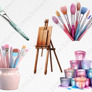 Artist Watercolour Clipart Bundle, 18 Transparent PNG 300 Dpi, Pastel ...