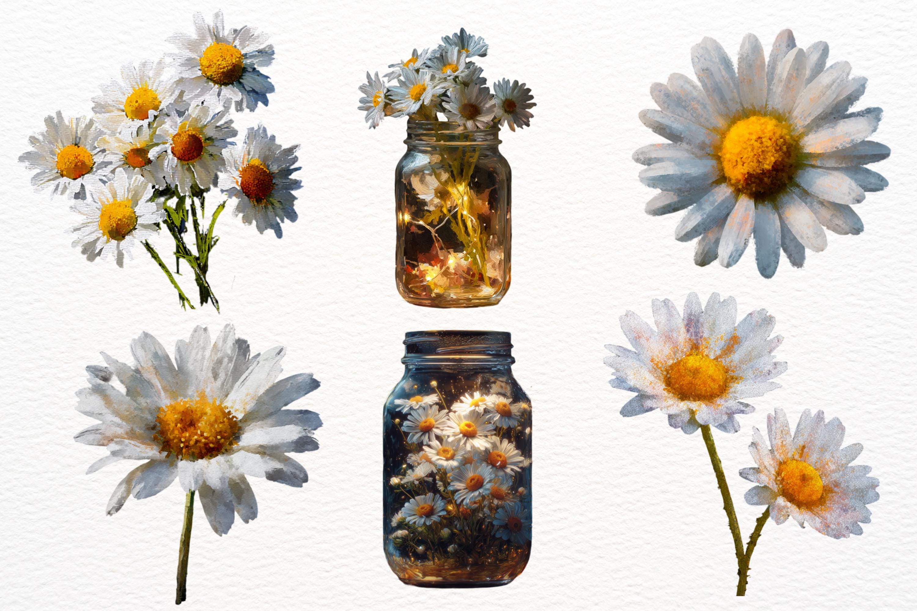Daisies Clipart Bundle, 20 Transparent PNG, Watercolour Daisy Graphics ...