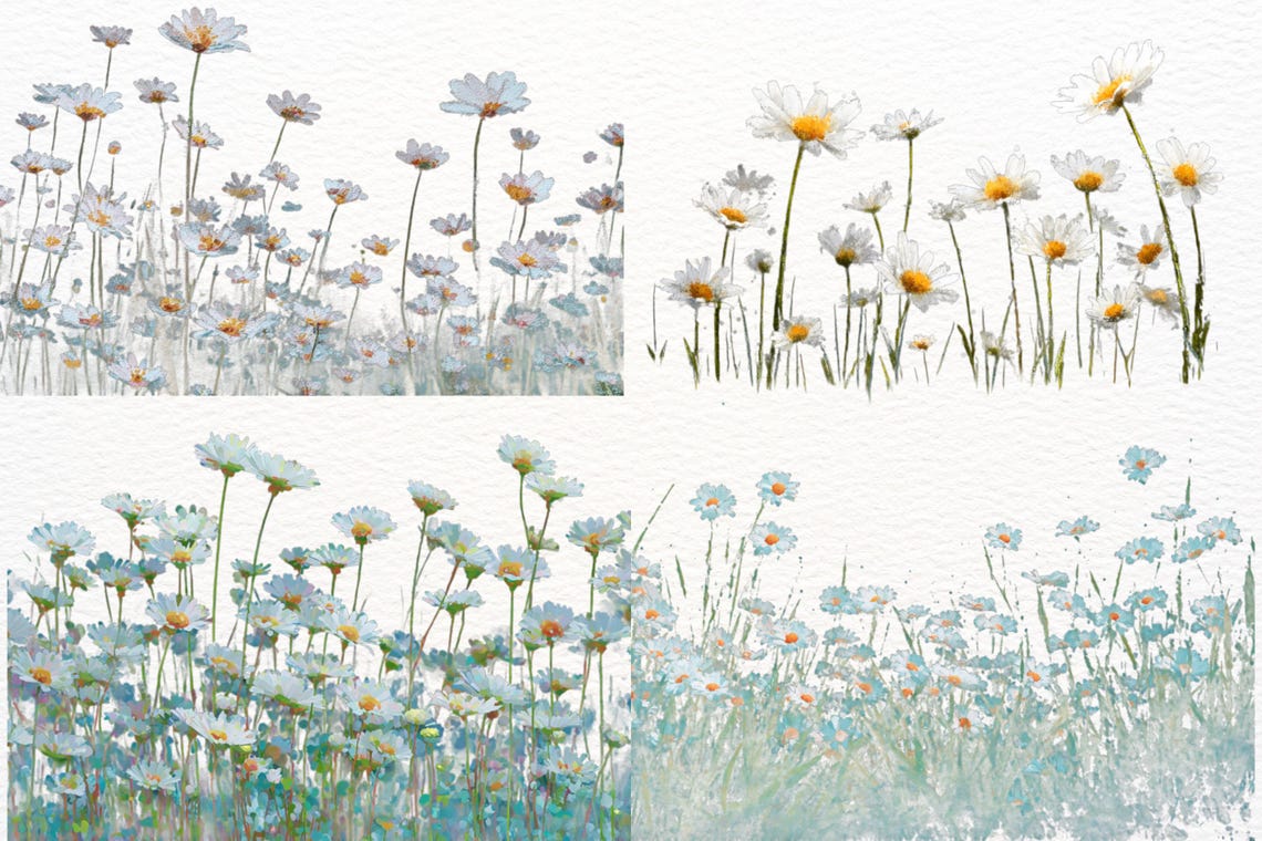 Daisies Clipart Bundle, 20 Transparent PNG, Watercolour Daisy Graphics ...