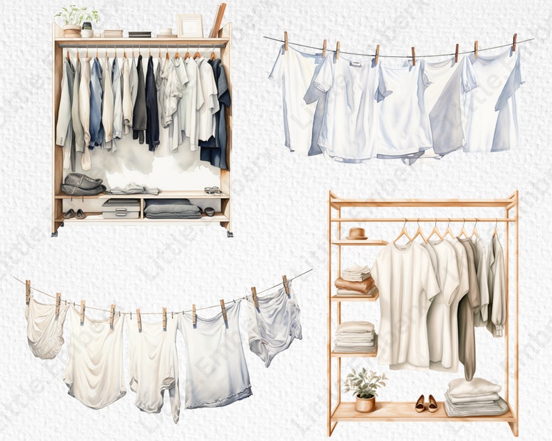 Laundry Clipart, Neutral Spring Clean, 20 Transparent PNG 300dpi ...