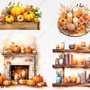 Cosy Autumn Watercolour Clipart Bundle, 18 Transparent PNG 300 Dpi ...