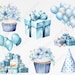 Blue Birthday Party Watercolour Clipart, 20 Transparent PNG 300 Dpi ...