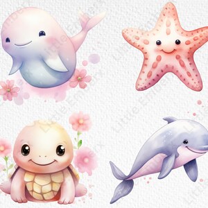 Pink Under the Sea Watercolour Clipart, 20 Transparent PNG 300 Dpi ...