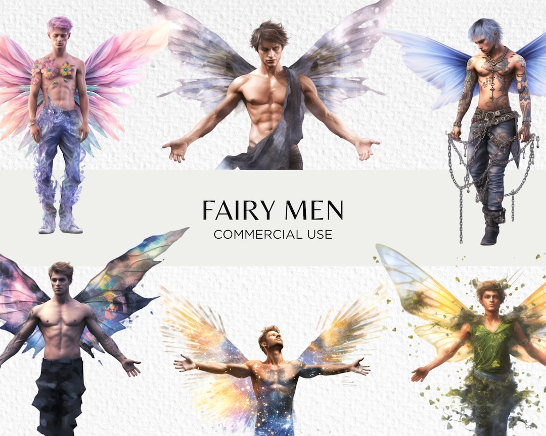 Fairy Man Watercolour Clipart Bundle, 15 Transparent Isolated PNG ...