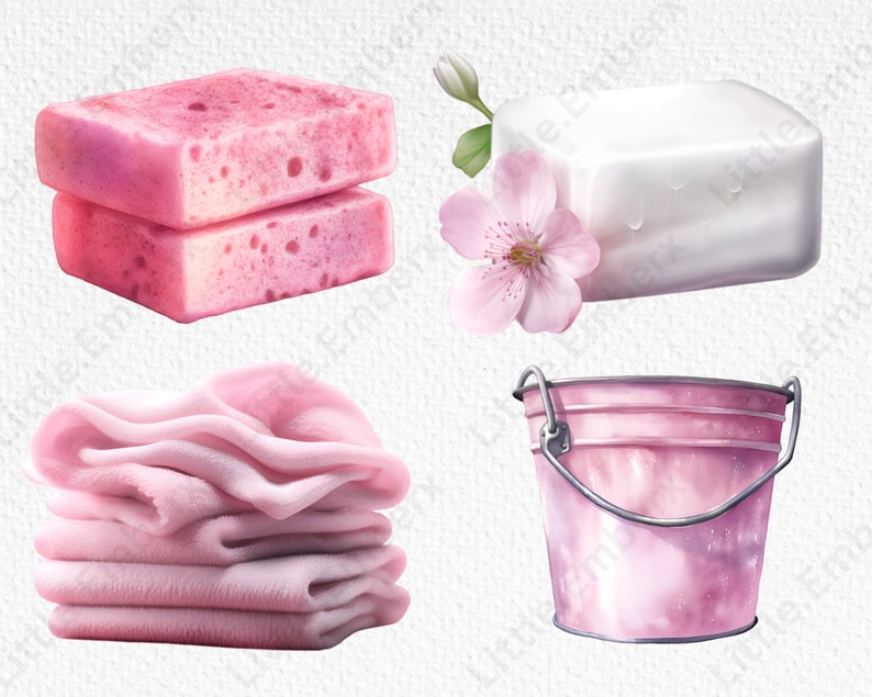 Cute Cleaning Watercolour Clipart Bundle, 20 Transparent PNG 300 Dpi ...