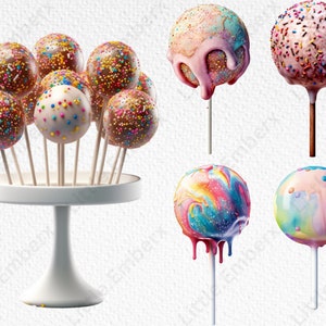 Cakepops Watercolour Clipart Bundle, 20 Transparent Isolated PNG 300 ...