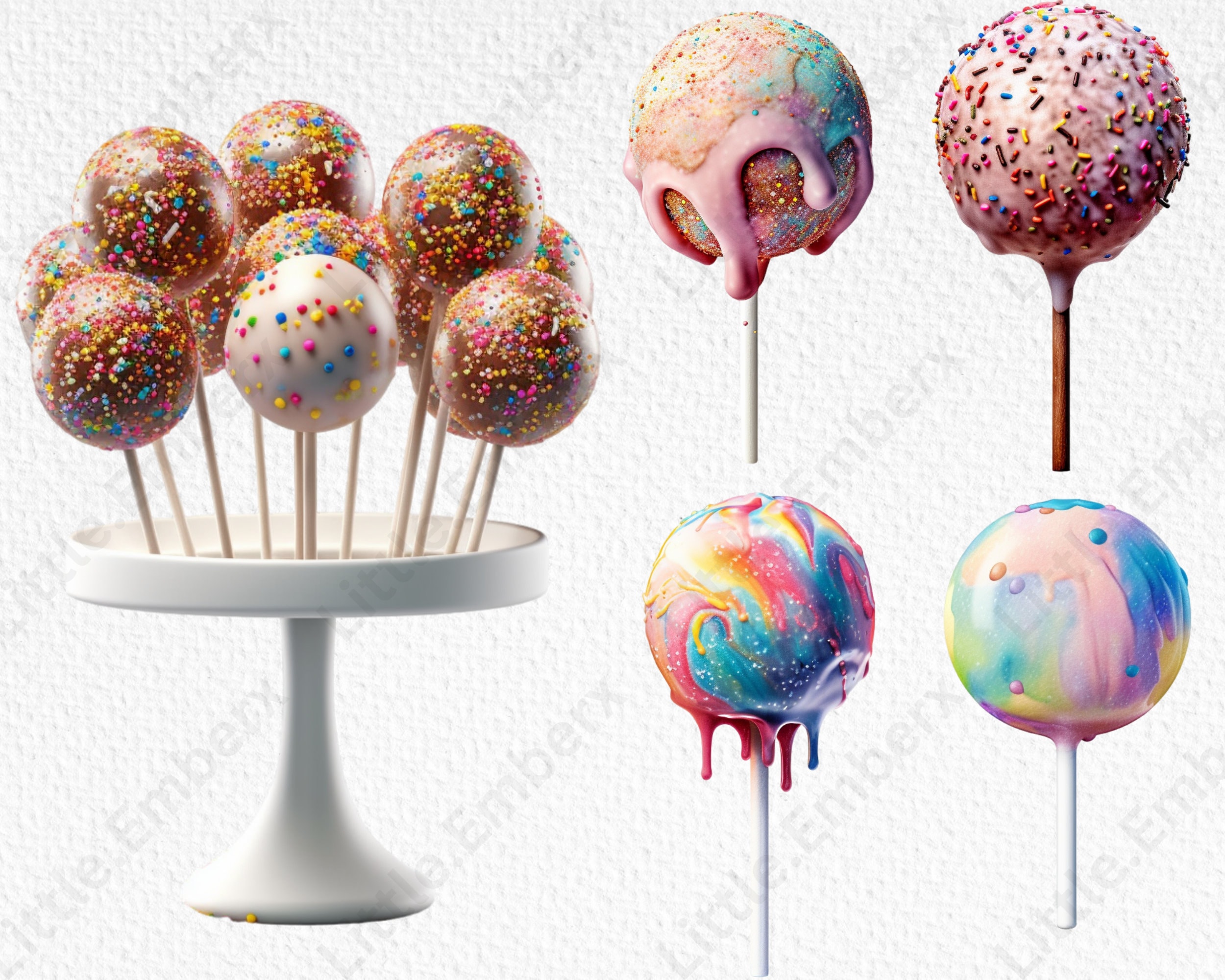Cakepops Watercolour Clipart Bundle, 20 Transparent Isolated PNG 300 ...