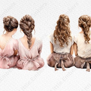 Sisters Watercolour Clipart, 20 Transparent PNG 300 Dpi, Female Friends ...
