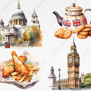 London Watercolour Clipart, 20 Transparent PNG 300dpi, Great Britain ...