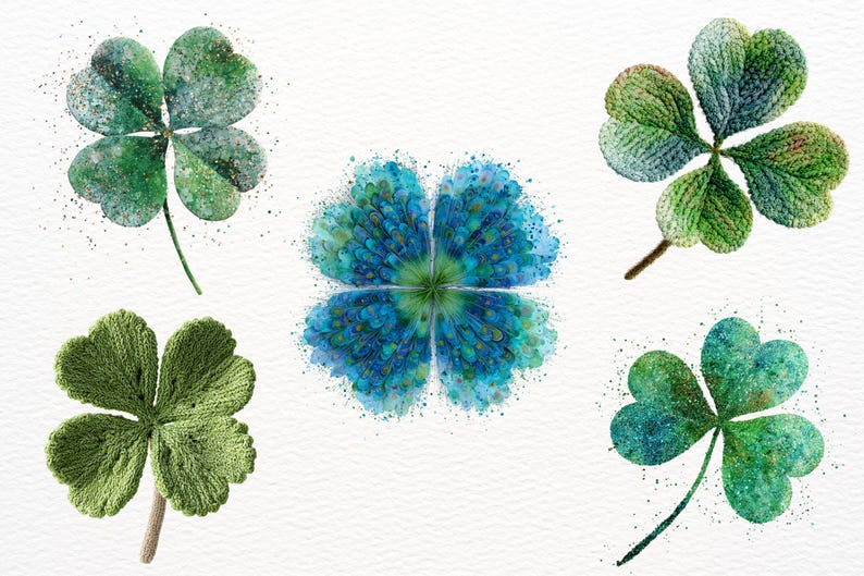 Clover Watercolour Clipart Bundle, 20 Transparent PNG 300 Dpi, Lucky ...