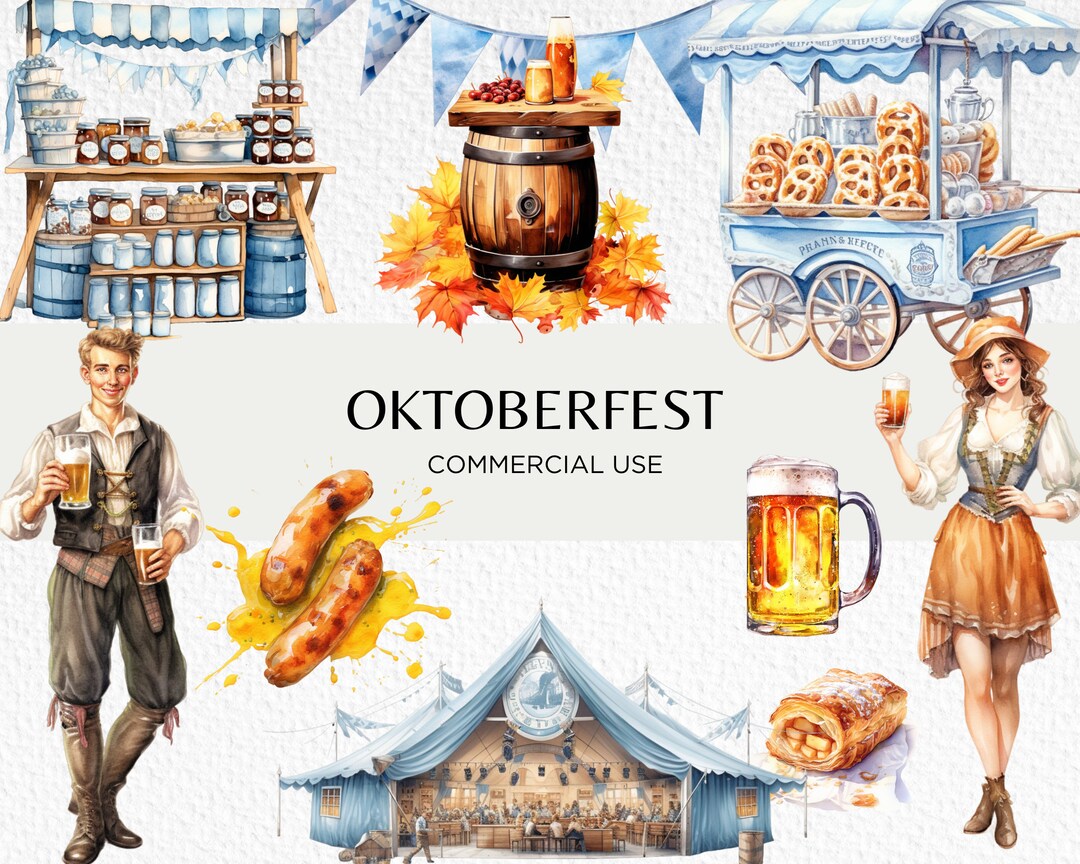 Oktoberfest Watercolour Clipart Bundle, 20 Transparent PNG 300 Dpi ...