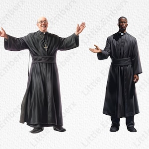 Watercolour Priest Clipart, 16 Transparent PNG 300 Dpi, Christianity ...