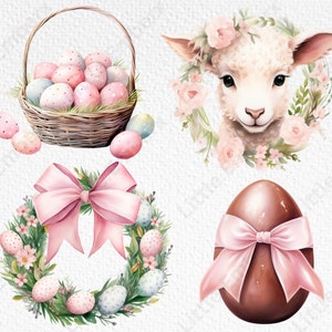 Pink Easter Watercolour Clipart, 20 Transparent PNG 300 Dpi, Pastel ...