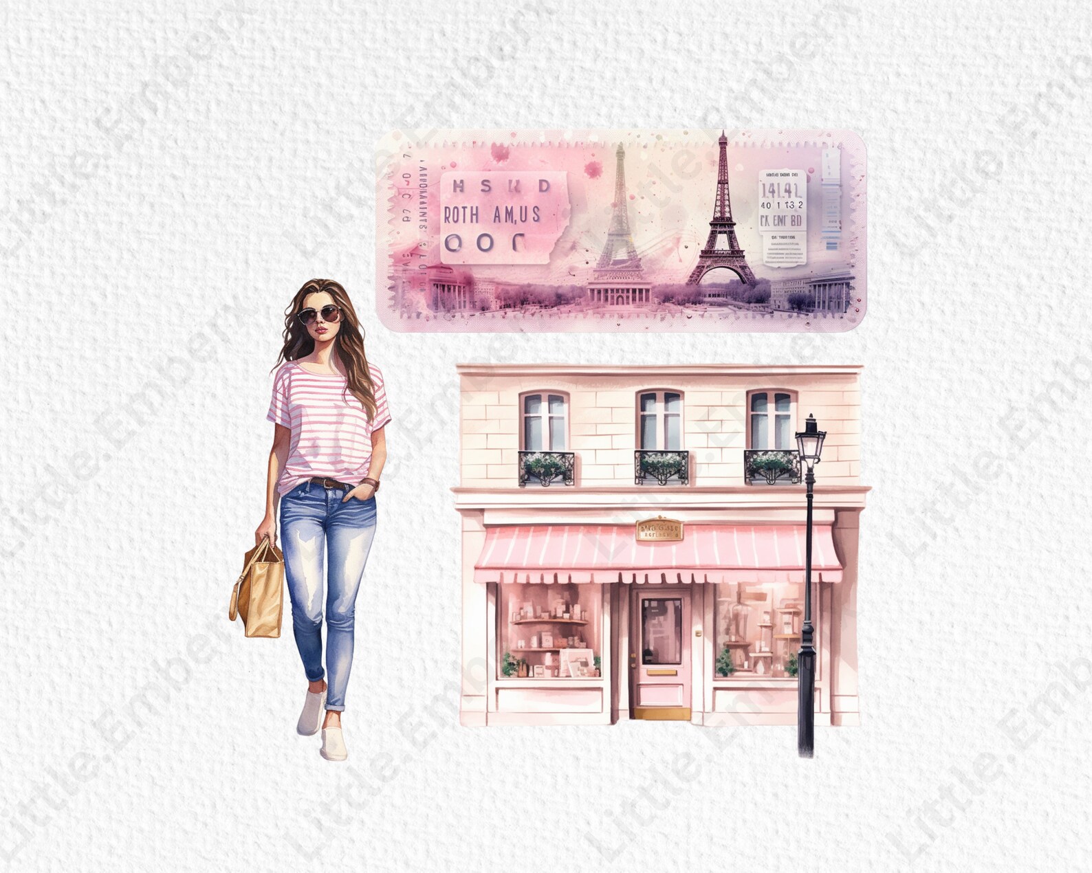 Pink Paris Watercolour Clipart, 22 Transparent PNG 300 Dpi, Romantic ...