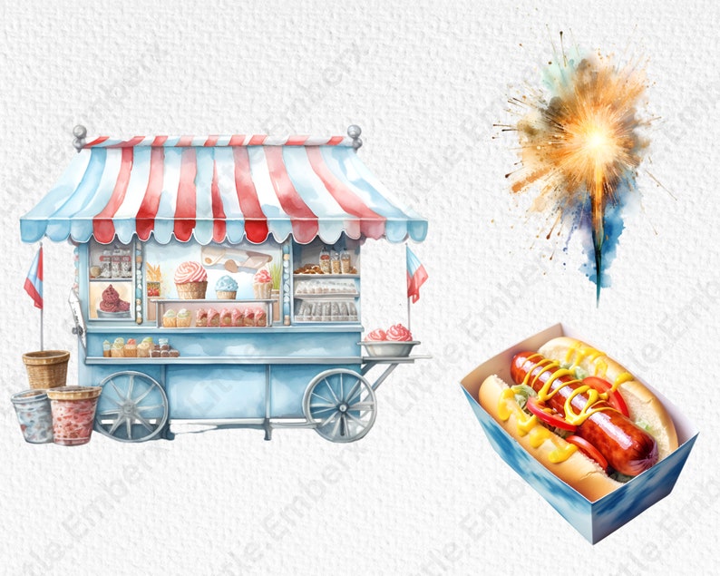 Watercolour Carnival Clipart Bundle, 18 Transparent PNG 300 Dpi, Cute ...
