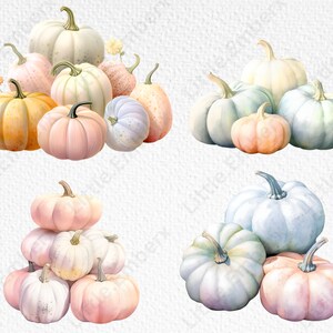 Pastel Pumpkins Watercolour Clipart Bundle, 16 Transparent PNG 300 Dpi ...