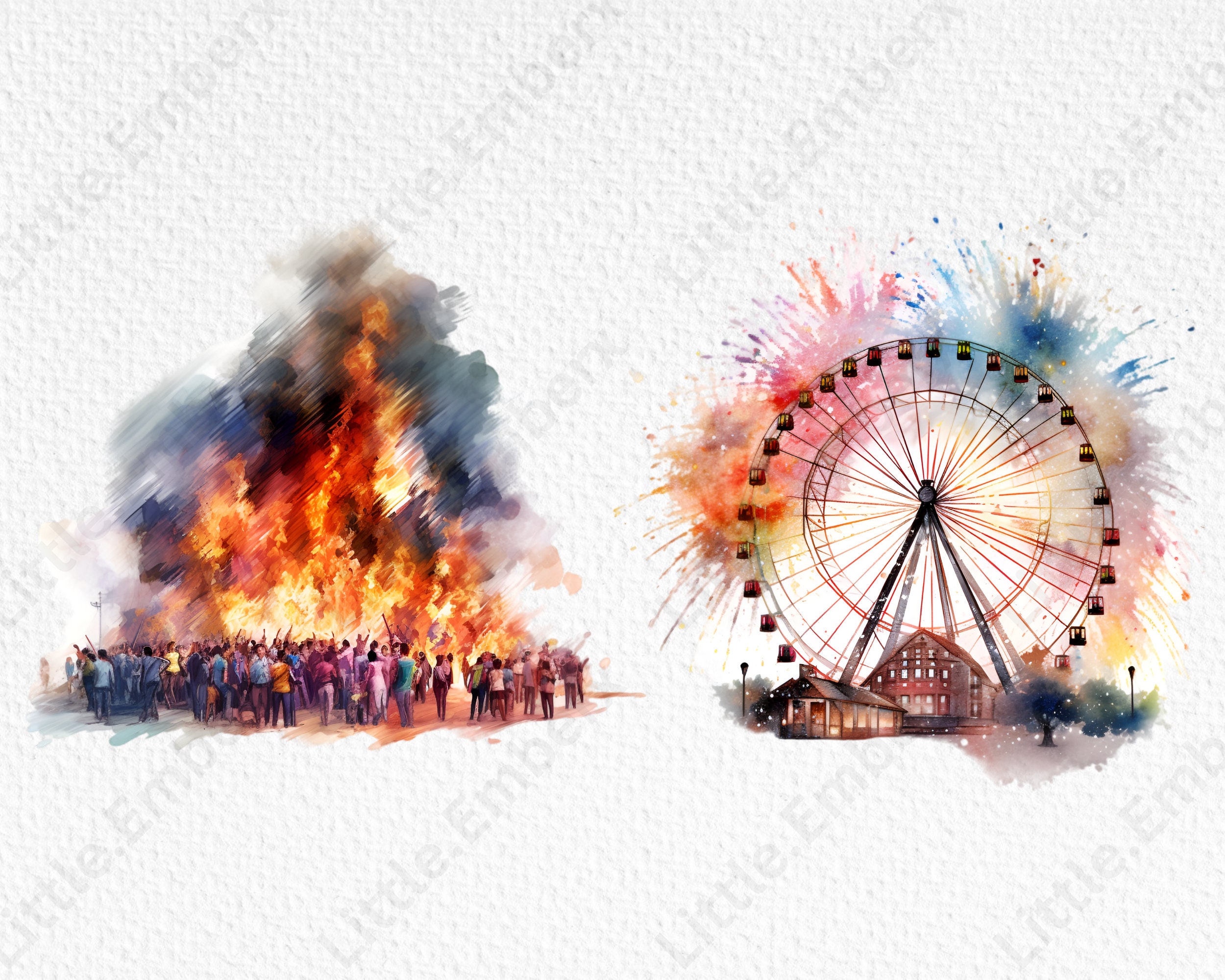 Bonfire Night Watercolour Clipart Bundle 18 Transparent PNG - Etsy