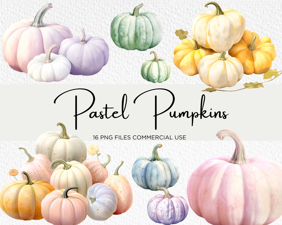 Pastel Pumpkins Watercolour Clipart Bundle 16 Transparent PNG - Etsy