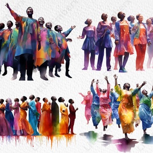 Watercolour Gospel Choir Clipart, 16 Transparent Isolated PNG 300 Dpi ...