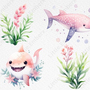 Pink Under the Sea Watercolour Clipart, 20 Transparent PNG 300 Dpi ...